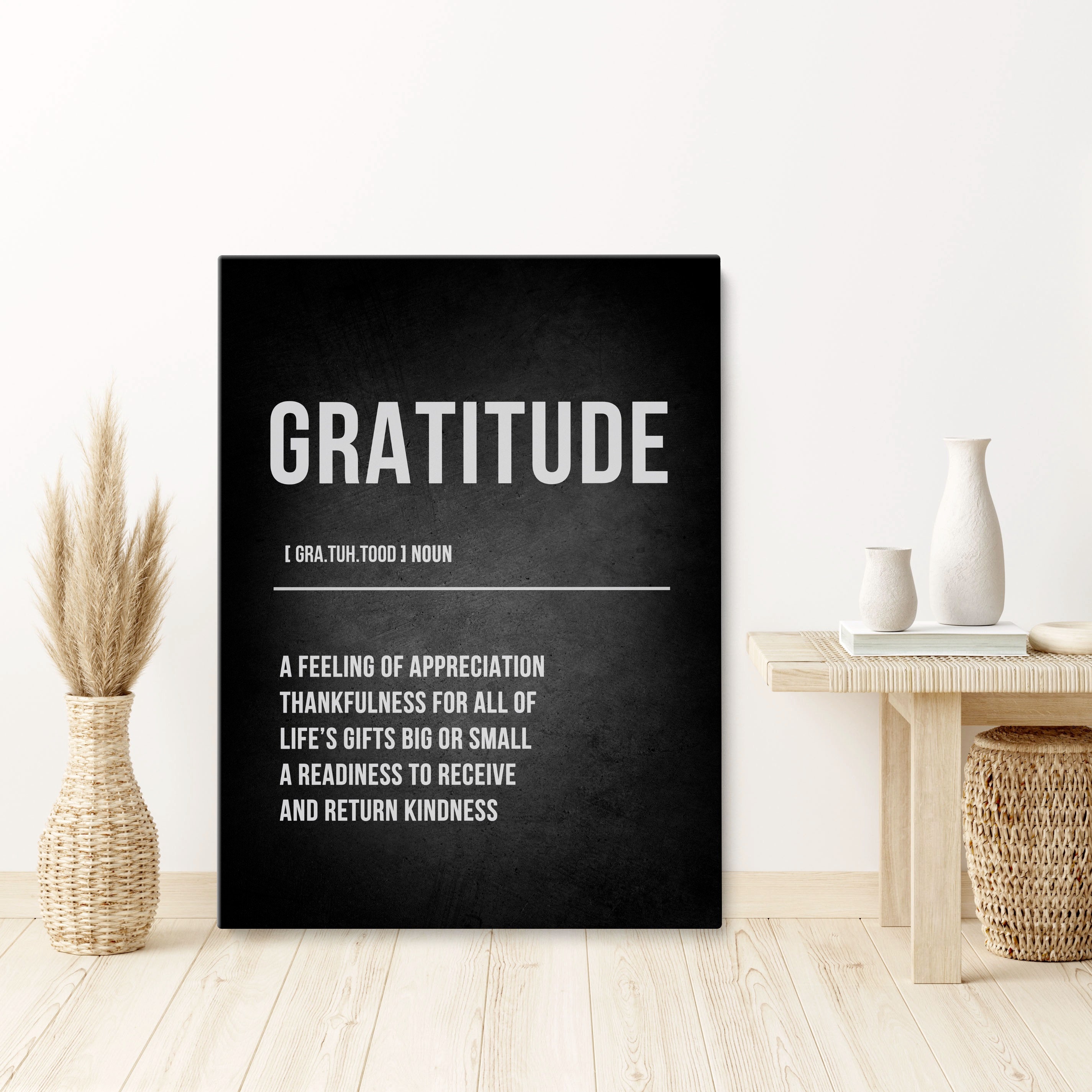 Gratitude Definition Print, Gratitude Print on Canvas, Gift for Him ...