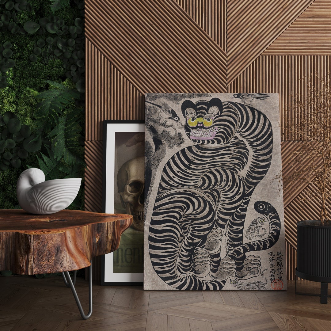 Vintage Japanese Tiger Print, Talismanic Tiger Poster or Canvas ...