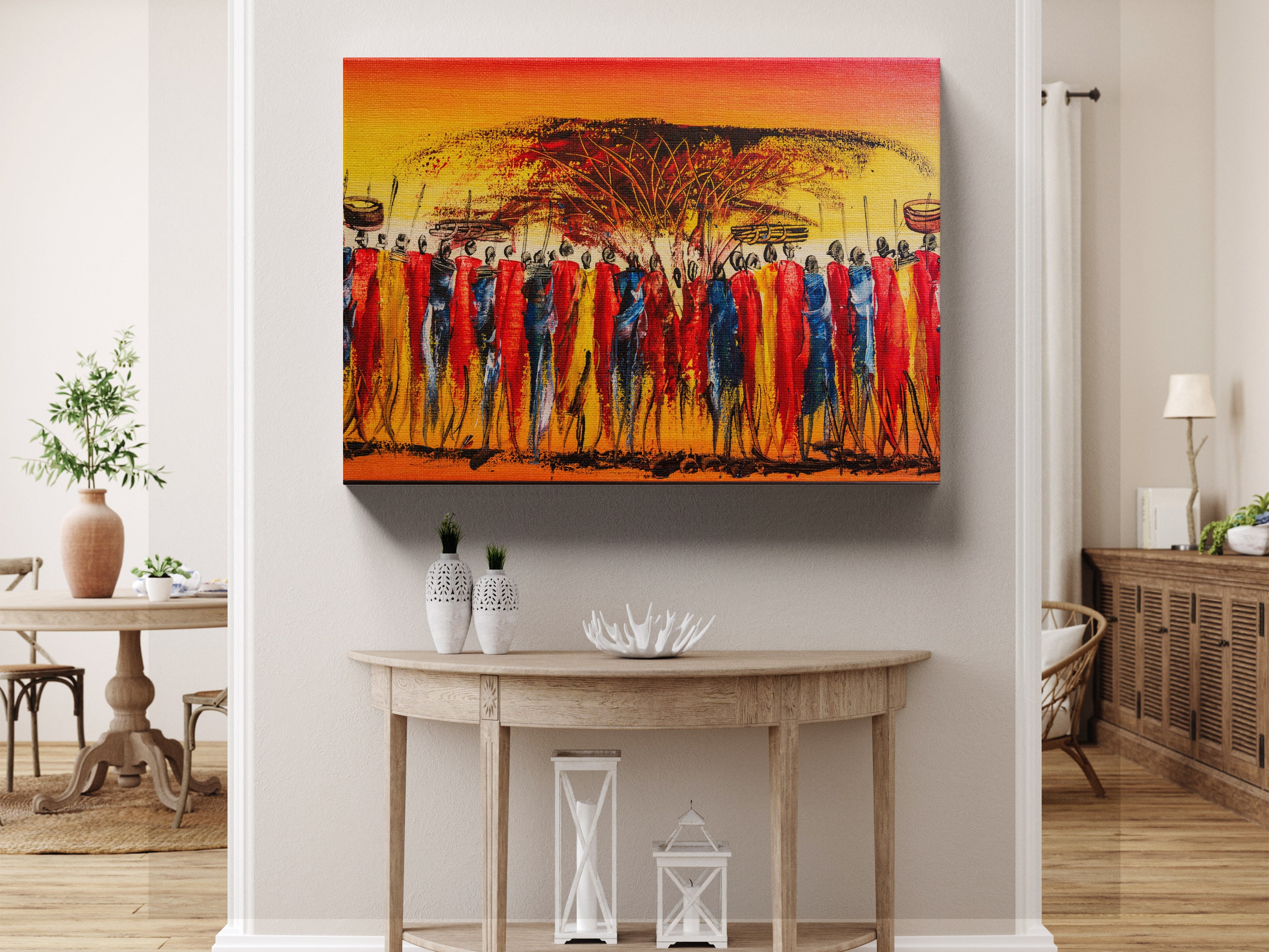 African Art Canvas, Colorful Abstract Art African, Colorful Abstract ...