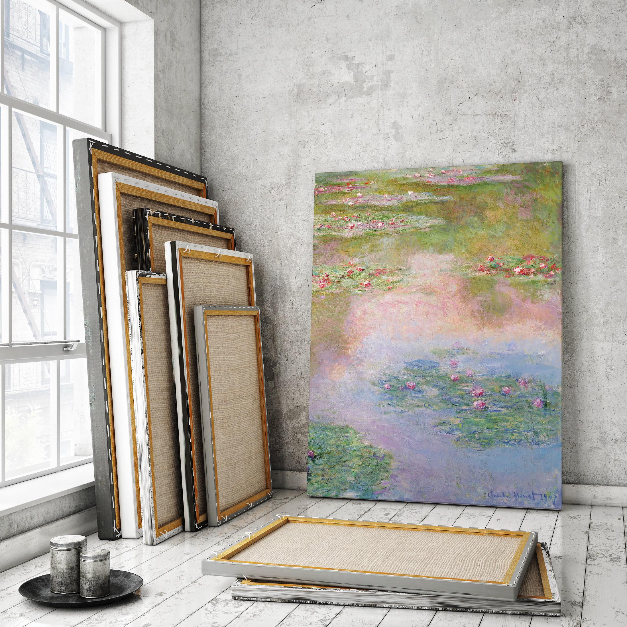 Claude Monet Water Lilies on Canvas, Botanical Wall Art, Claude Monet ...