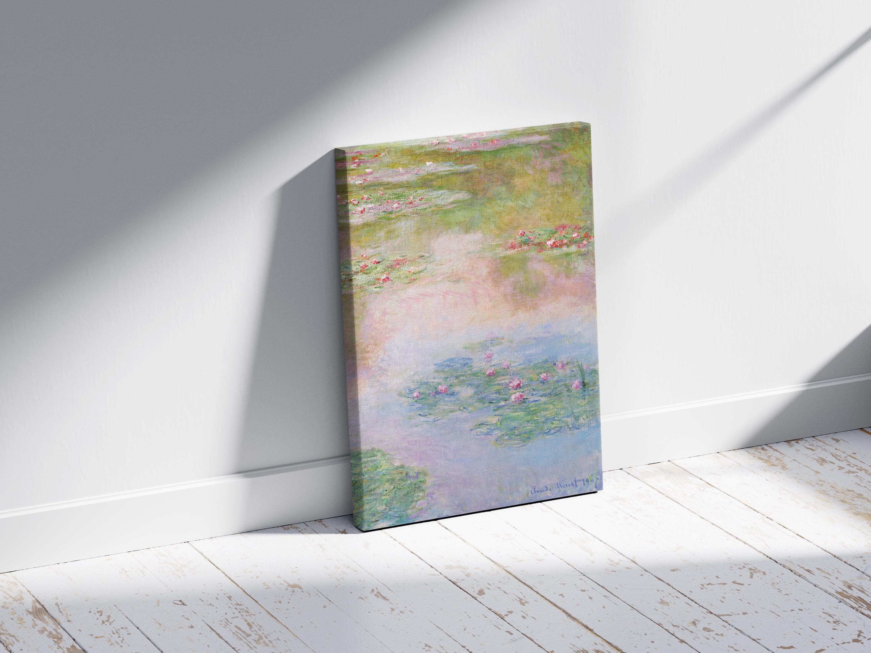 Claude Monet Water Lilies on Canvas, Botanical Wall Art, Claude Monet ...