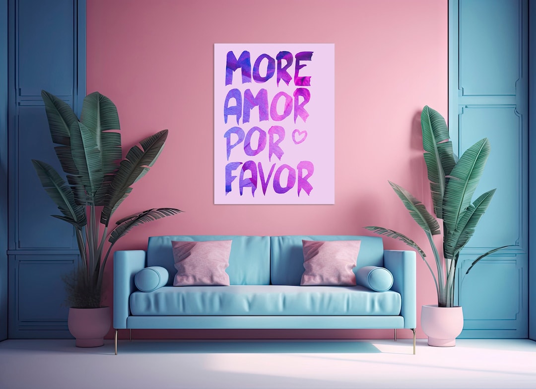 More Amor Por Favor Wall Decor Printable Art, Modern Pink Wall Art ...