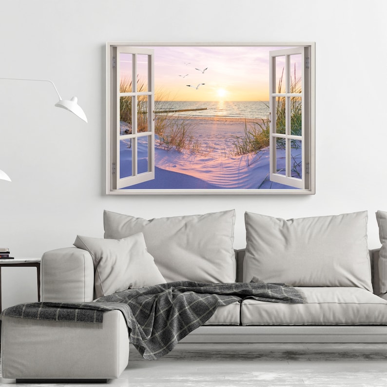 Sand Dune Beach Window View, Window Frame Style Modern, Beach House ...