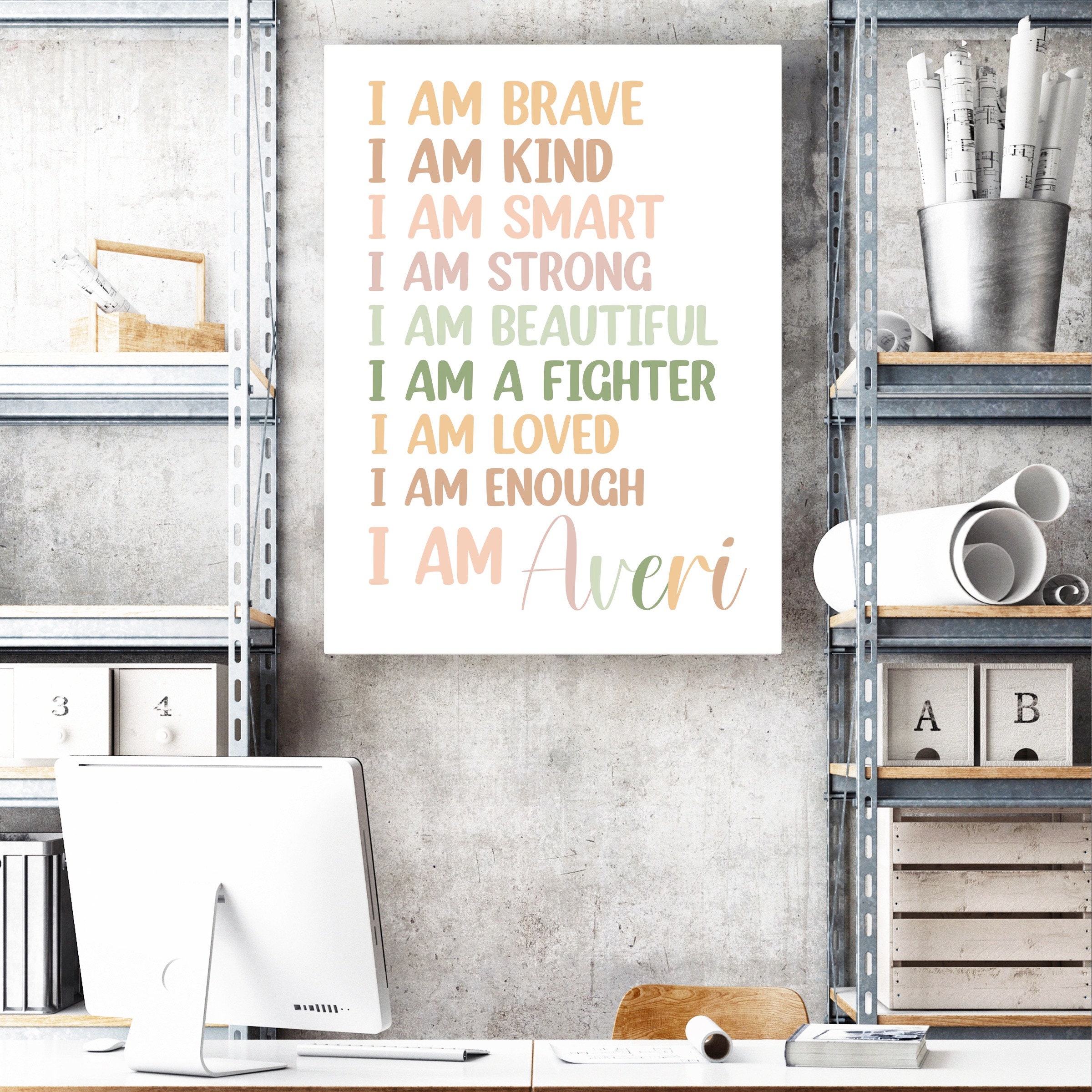 Custom Positive Affirmations for Girl, Personalized Affirmations Wall ...
