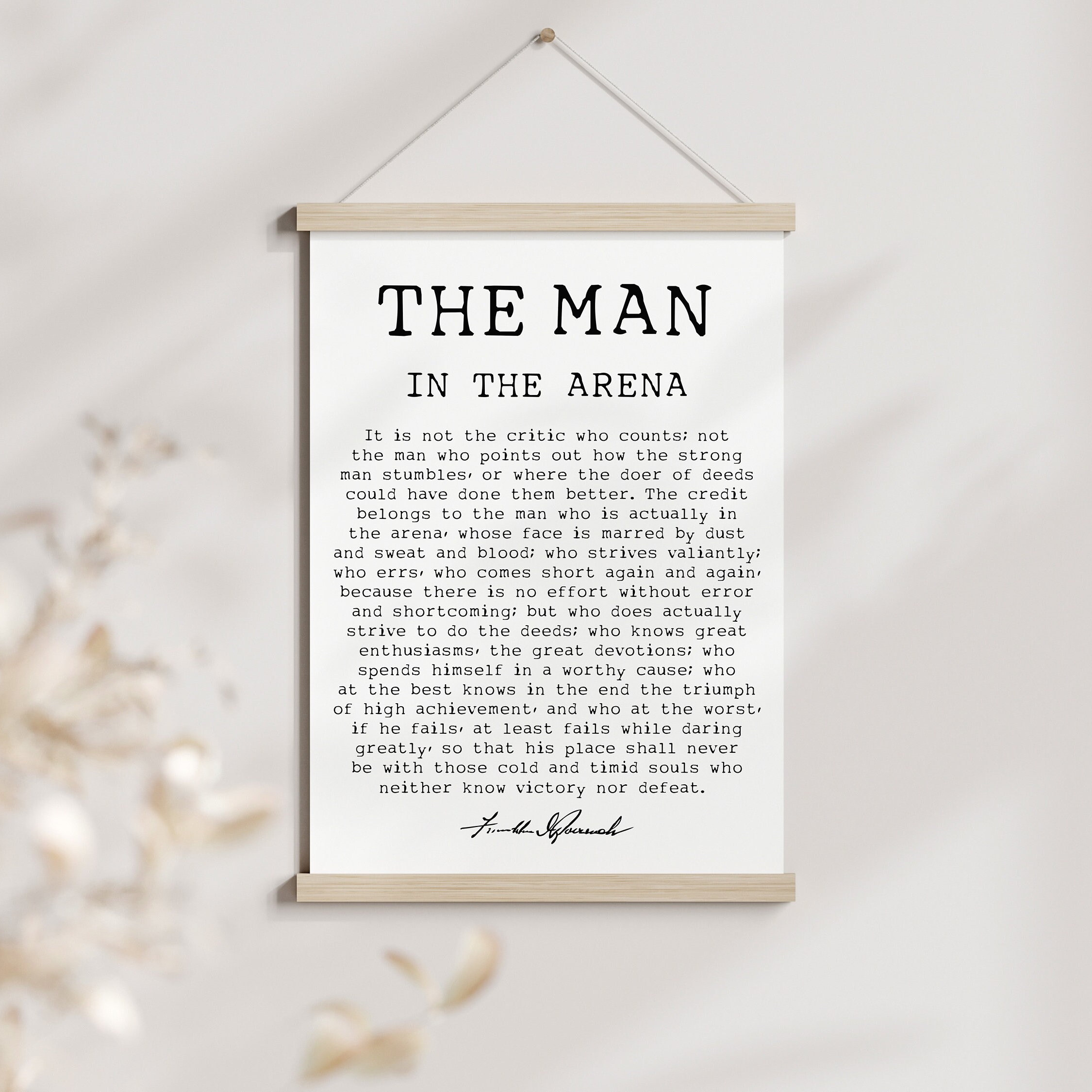The Man in the Arena, Theodore Roosevelt, Hanging Canvas Print Rustic ...