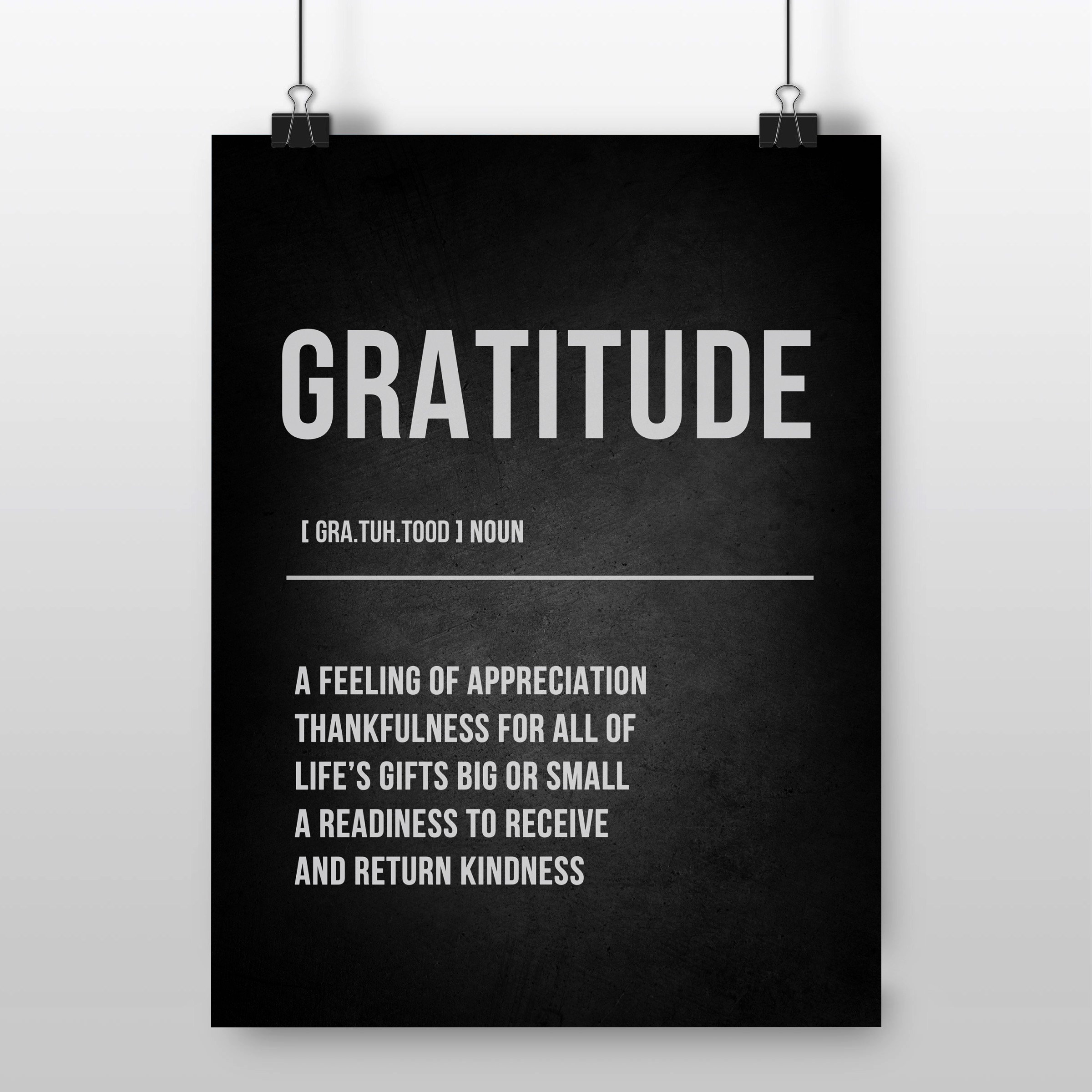 Gratitude Definition Print, Gratitude Print on Canvas, Gift for Him ...