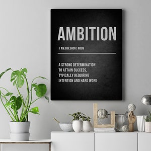 Ambition Definition Print, Gift for Him, Motivational Ambitious Sign ...