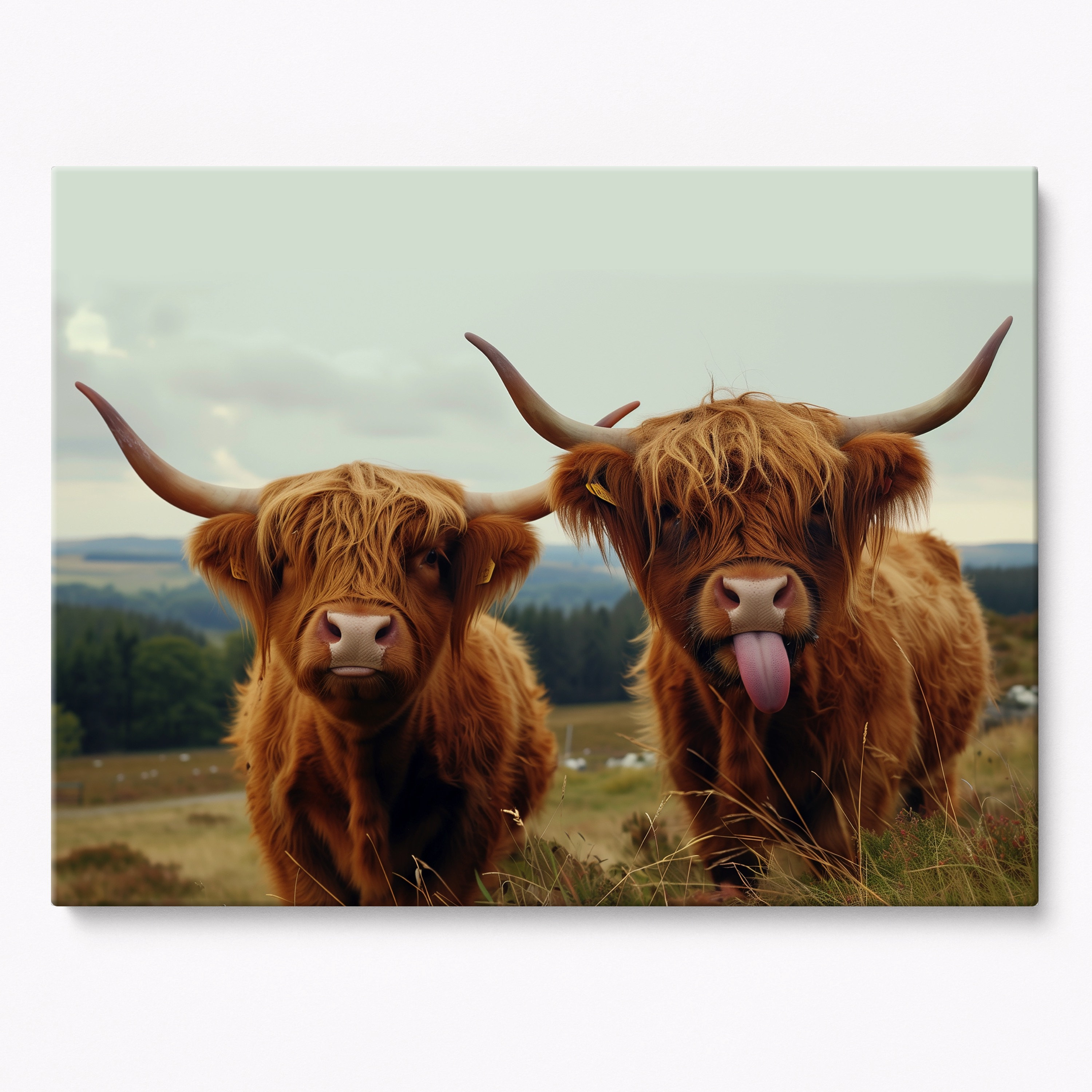 Highland Cows, Funny Cows Canvas, Funny Animals, Farmhouse Canvas Print ...