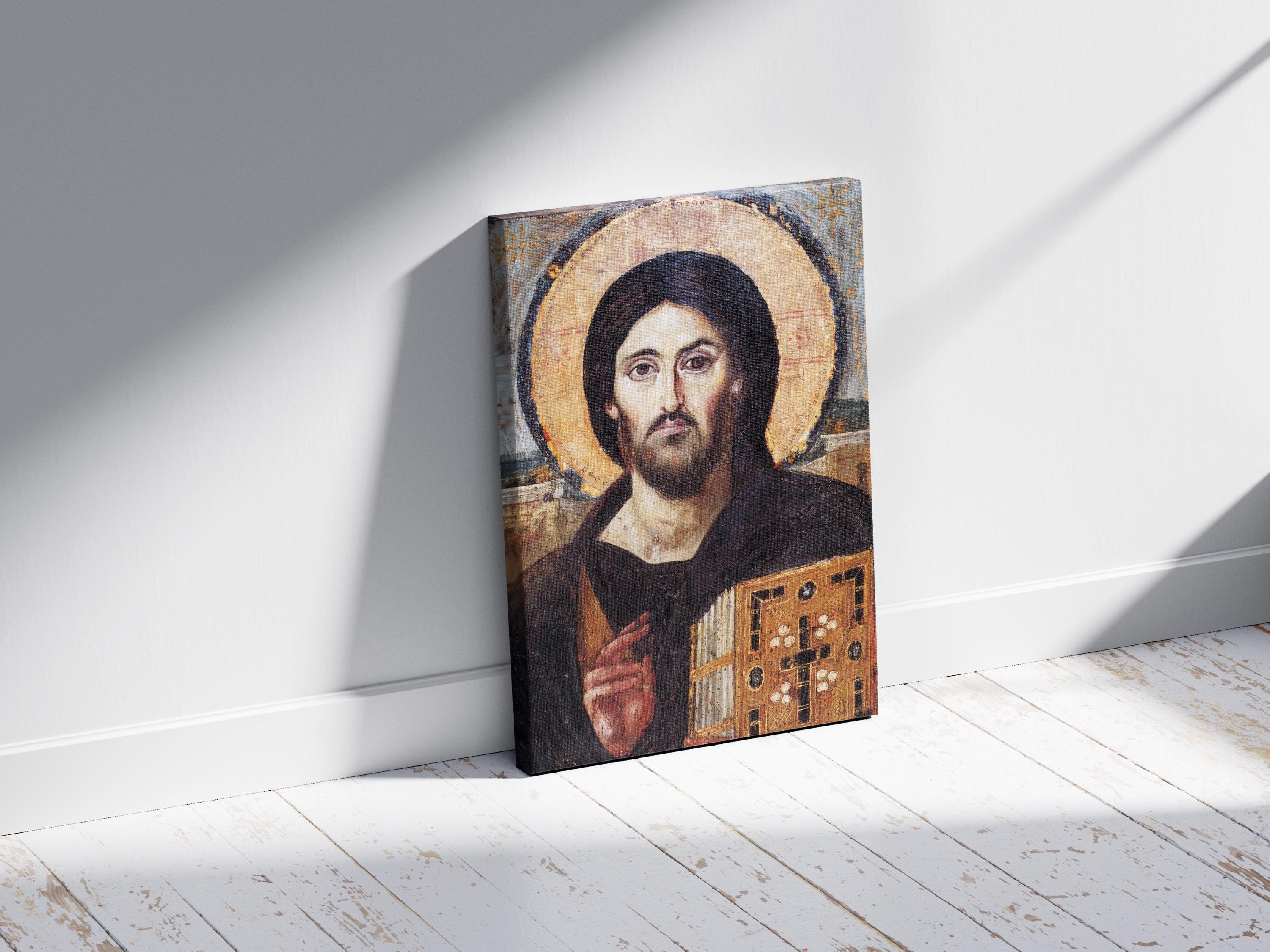 Jesus of Sinai Icon Print on Canvas, Christ Pantocrator of Sinai, Jesus ...
