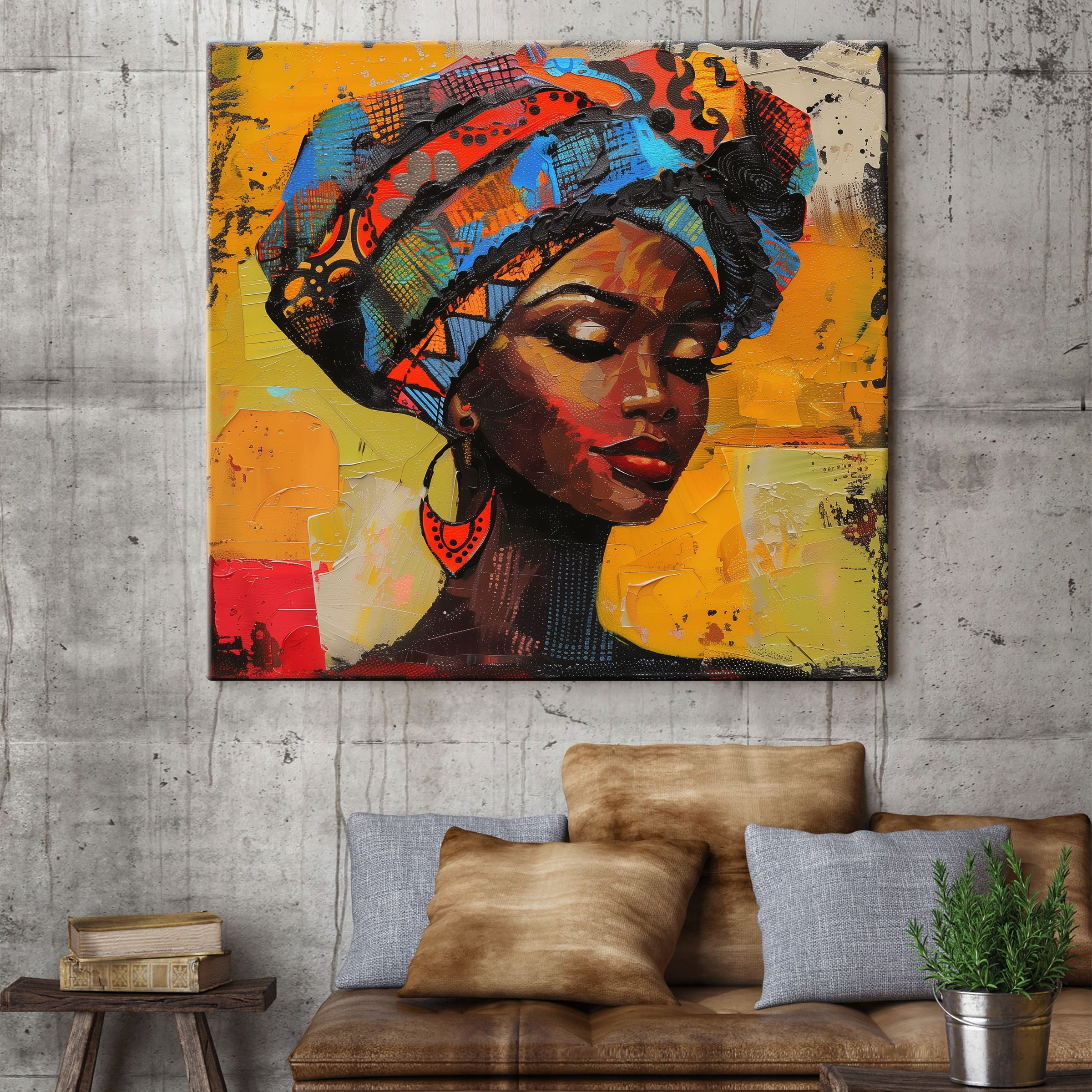 African Woman Abstract Painted, African Art Canvas, African Patterns ...