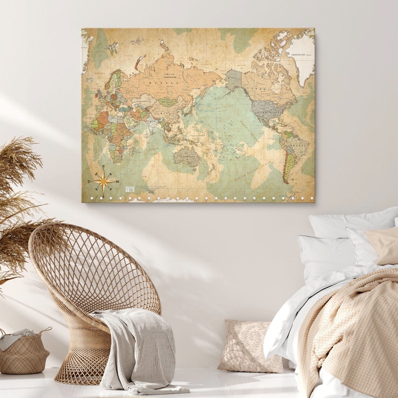 World Map Canvas, up to Date Extra Large Canvas, Highly Detailed ...