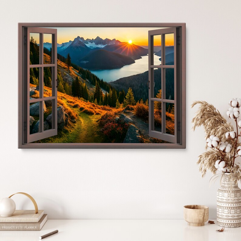 Mountain Window View Forest Sunset Photo Print Window Frame - Etsy UK