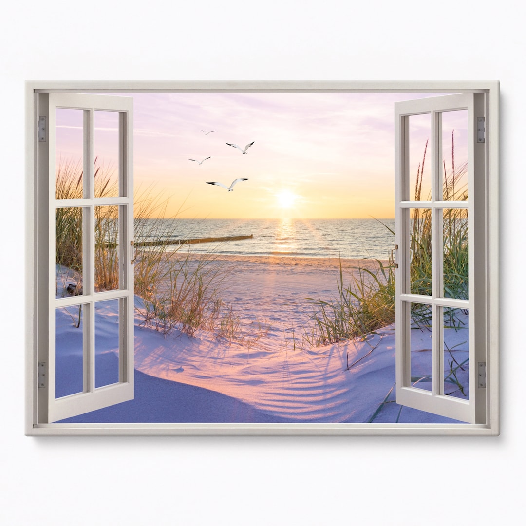 Sand Dune Beach Window View, Window Frame Style Modern, Beach House ...
