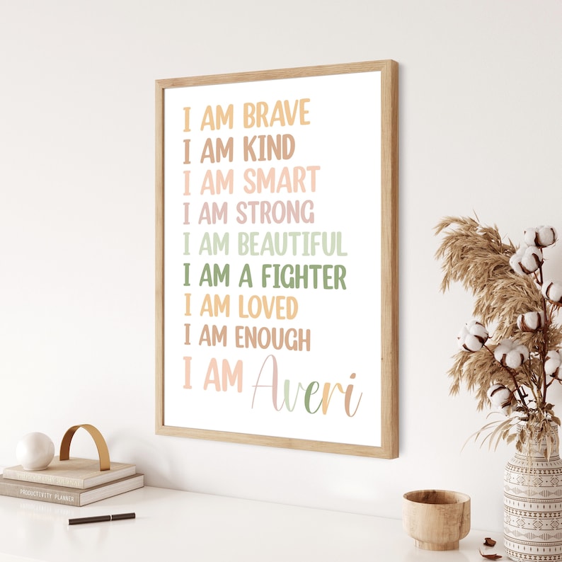 Custom Positive Affirmations for Girl, Personalized Affirmations Wall ...