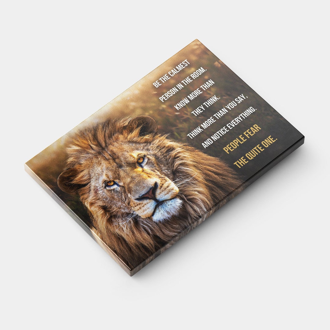 Lion Wall Art, Calmest Person in the Room, Lion Motivational Quotes ...