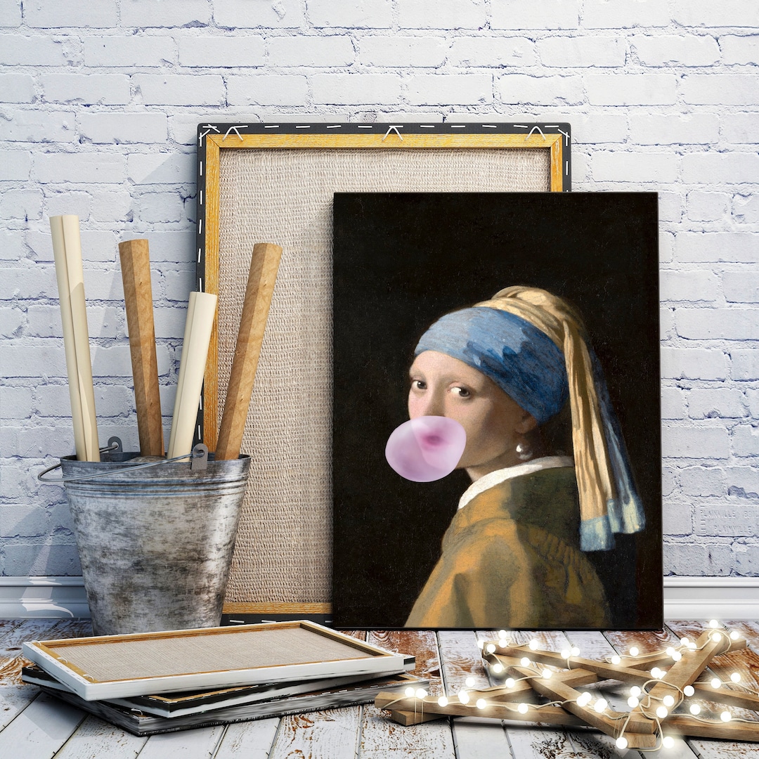 Girl With a Pearl Earring Bubblegum by Johannes Vermeer Canvas Art ...