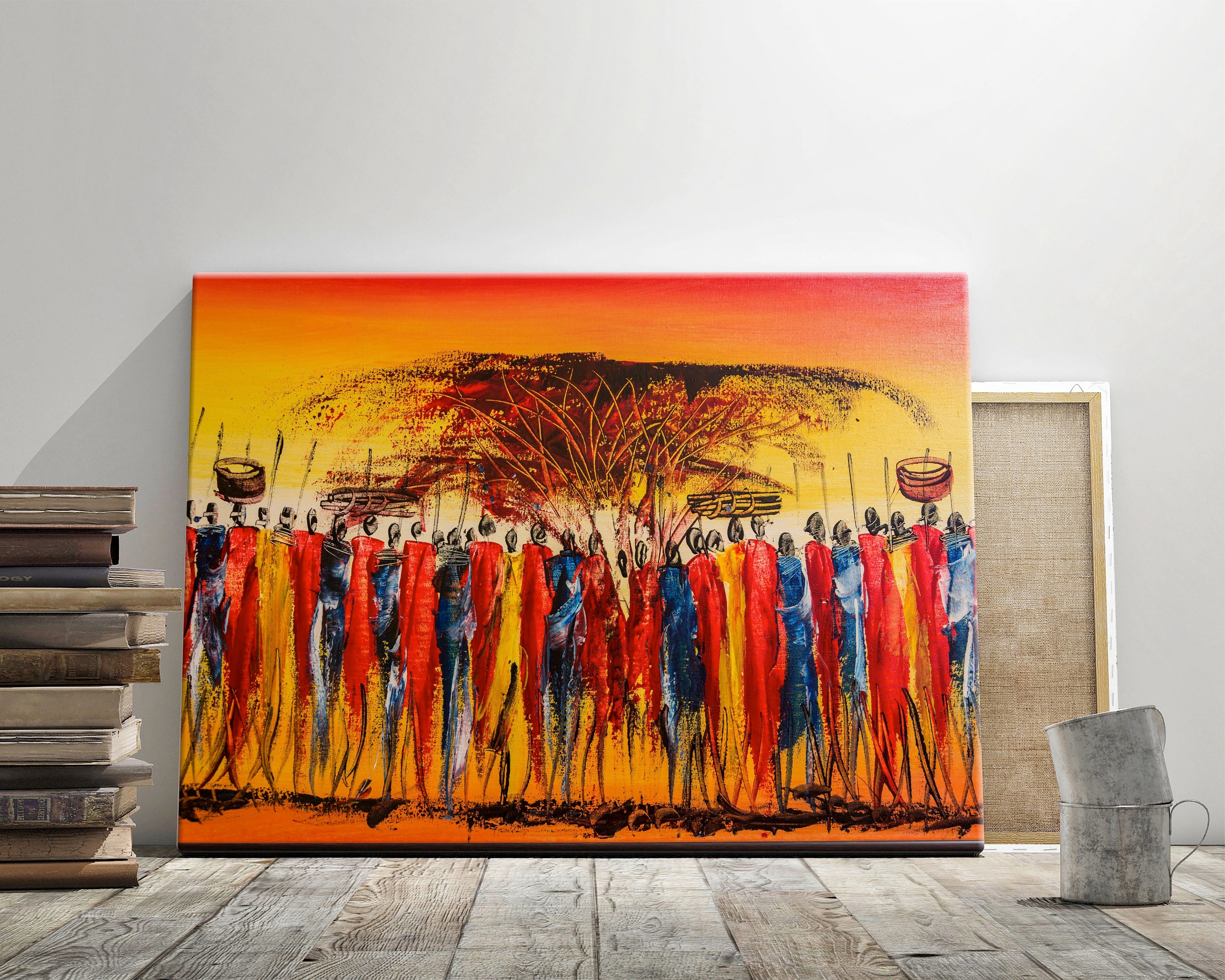 African Art Canvas, Colorful Abstract Art African, Colorful Abstract ...