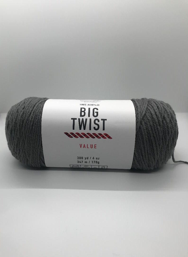 Big Twist Value Yarn Titanium Gray Acrylic Worsted Weight Yarn Crochet ...