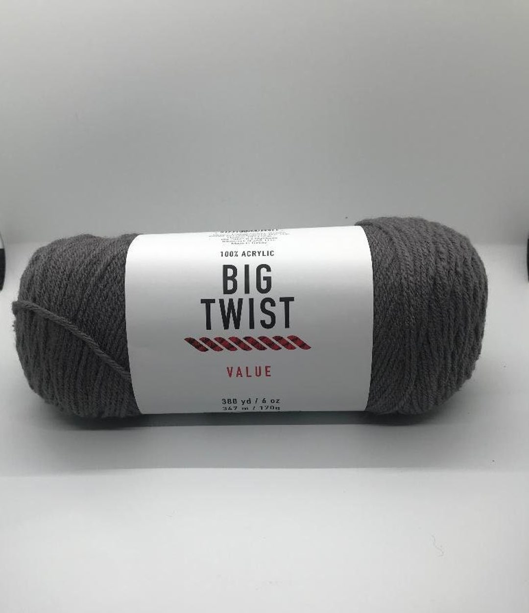 Big Twist Value Yarn Medium Gray Acrylic Worsted Weight Yarn Crochet ...