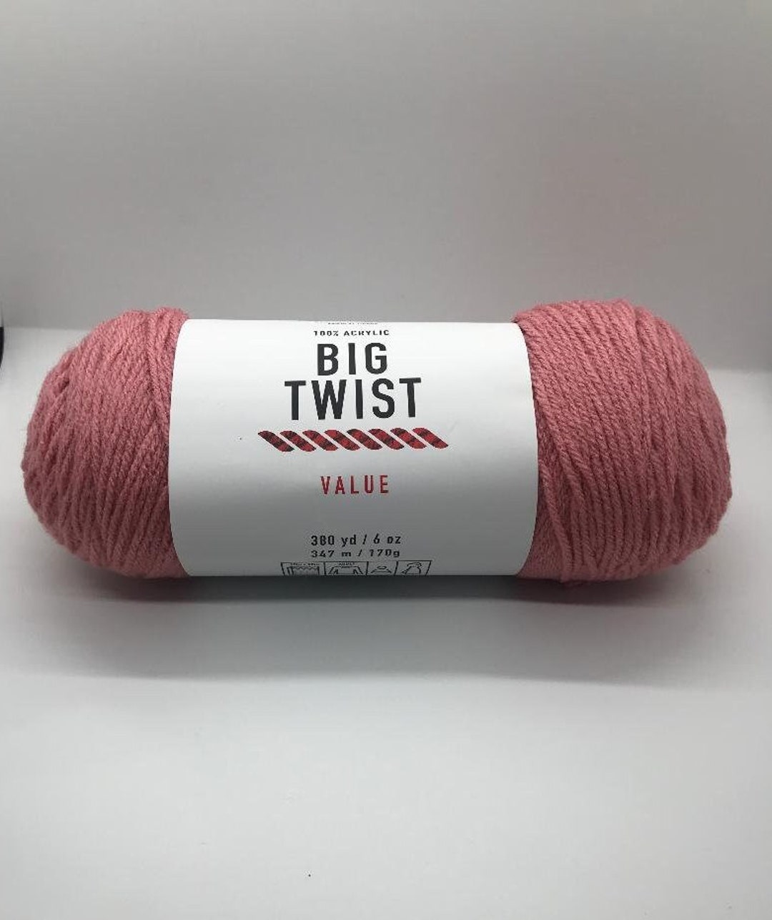 Big Twist Value Yarn- Cosmetic Pink Acrylic Worsted Weight Yarn ...