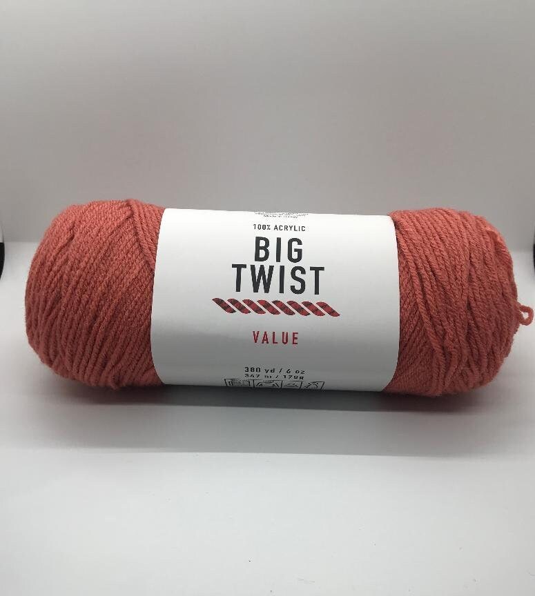 Big Twist Value Yarn-dark Coral Acrylic Worsted Weight Yarn Crochet and ...