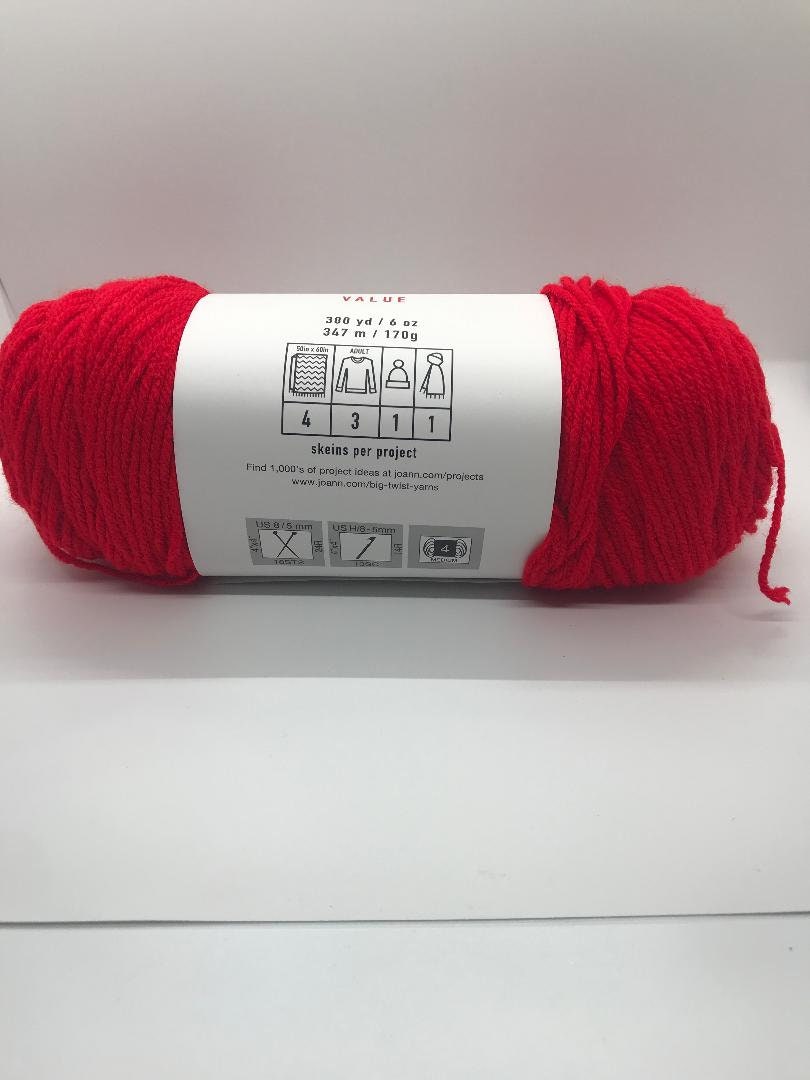 Big Twist Value Yarn Varsity Red Acrylic Worsted Weight Yarn Crochet ...