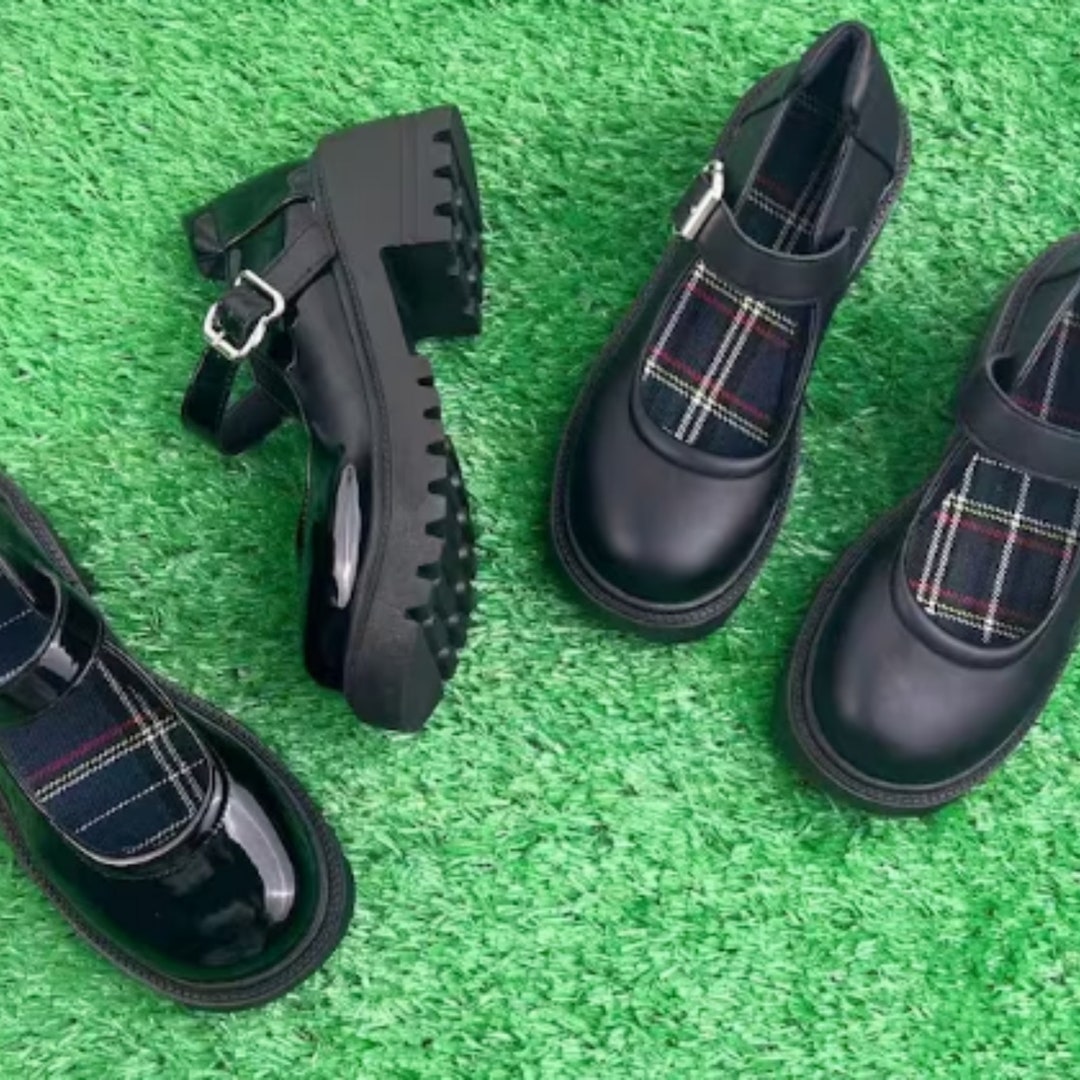 Black Mary Jane Shoes, JK Shoes, British Style Small Leather Shoes, Mary Jane High Heels ...