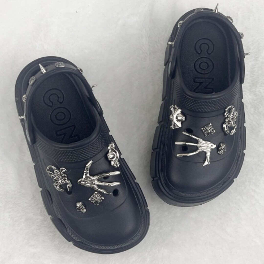 Punk Rock Skull Goth Crocs Platform Shoes Scorpion Skeleton and Silver ...