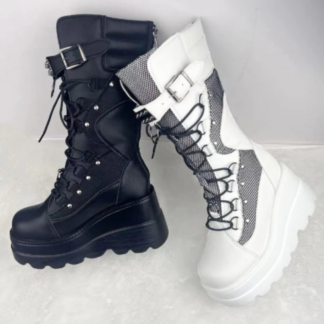 Punk Boots Y2K Boots Gothic Boots Knee High Boots Emo Boots - Etsy