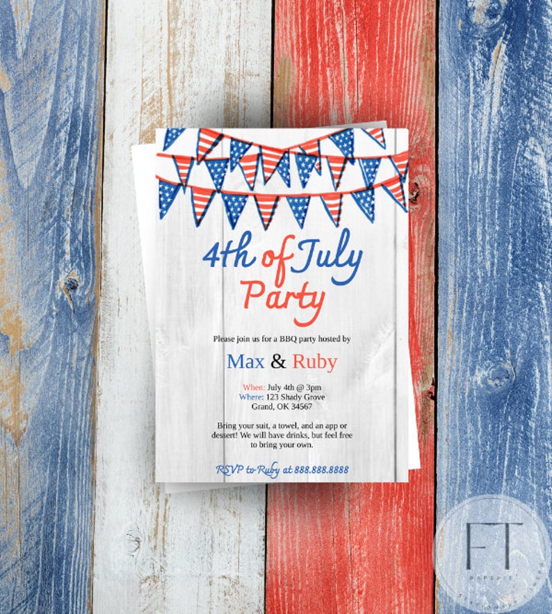 4th of July BBQ Invitation, 4th of July Party Invite, 4th of July ...