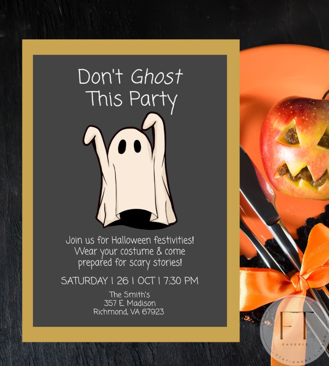 Ghost Halloween Party Invitation Don't GHOST This Party Custom ...