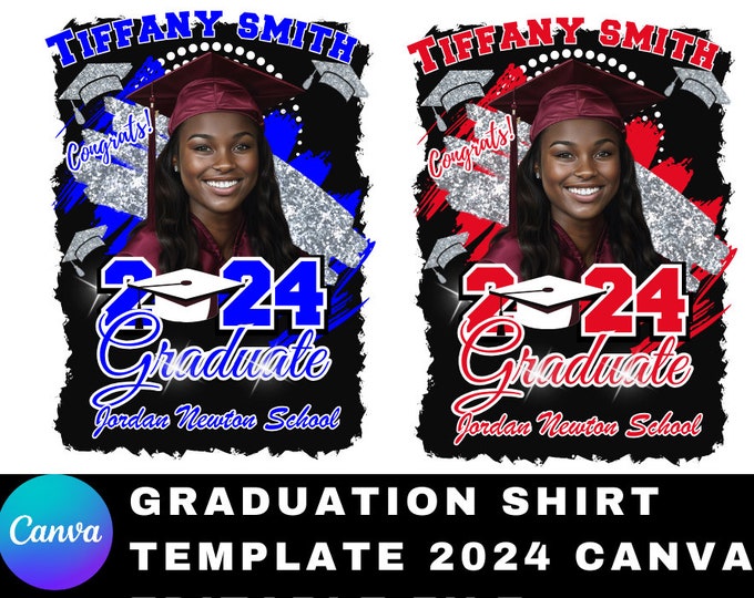 Graduation or Senior Red T Shirt Design, Editable in Canva, 2024 ...