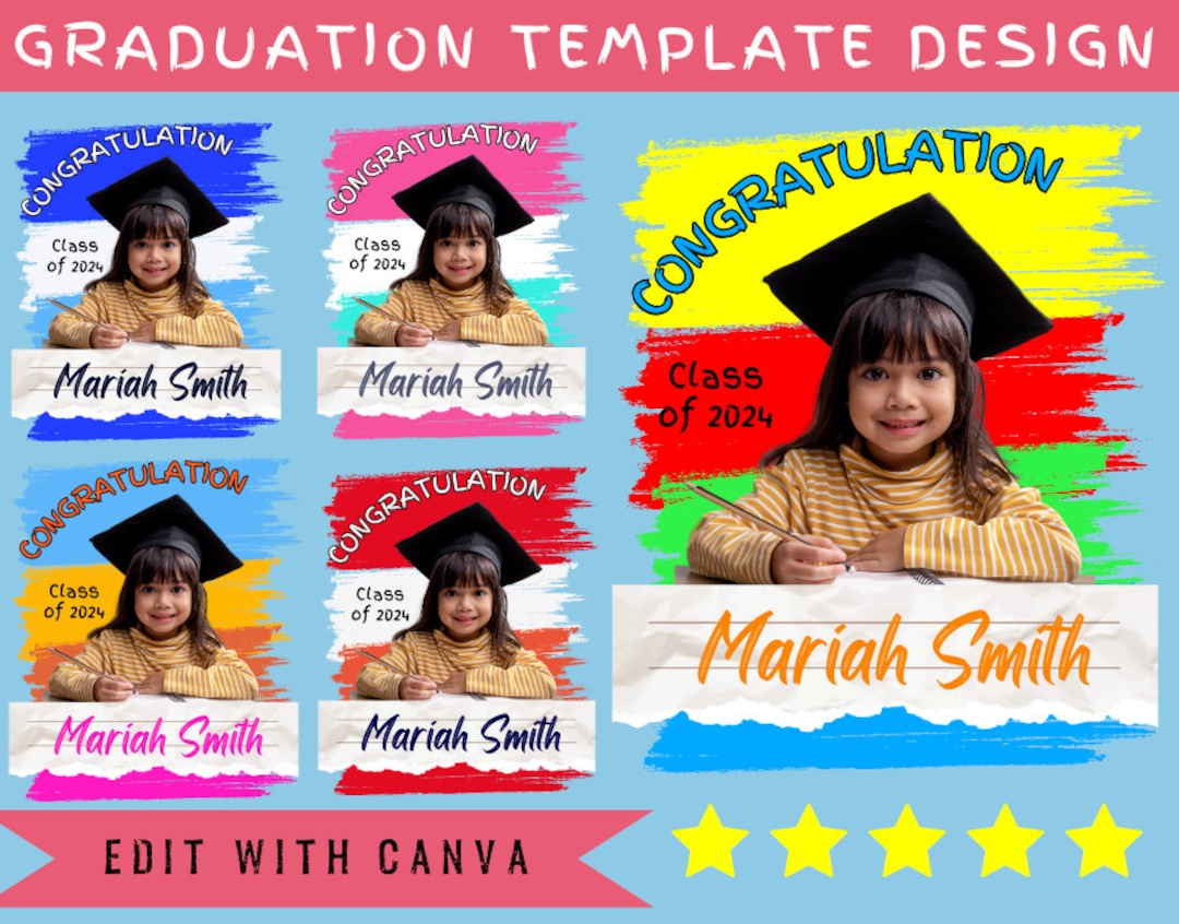Kids Graduation Template, Grad Flyer, T-shirt Design, Grad Fan, Grade ...