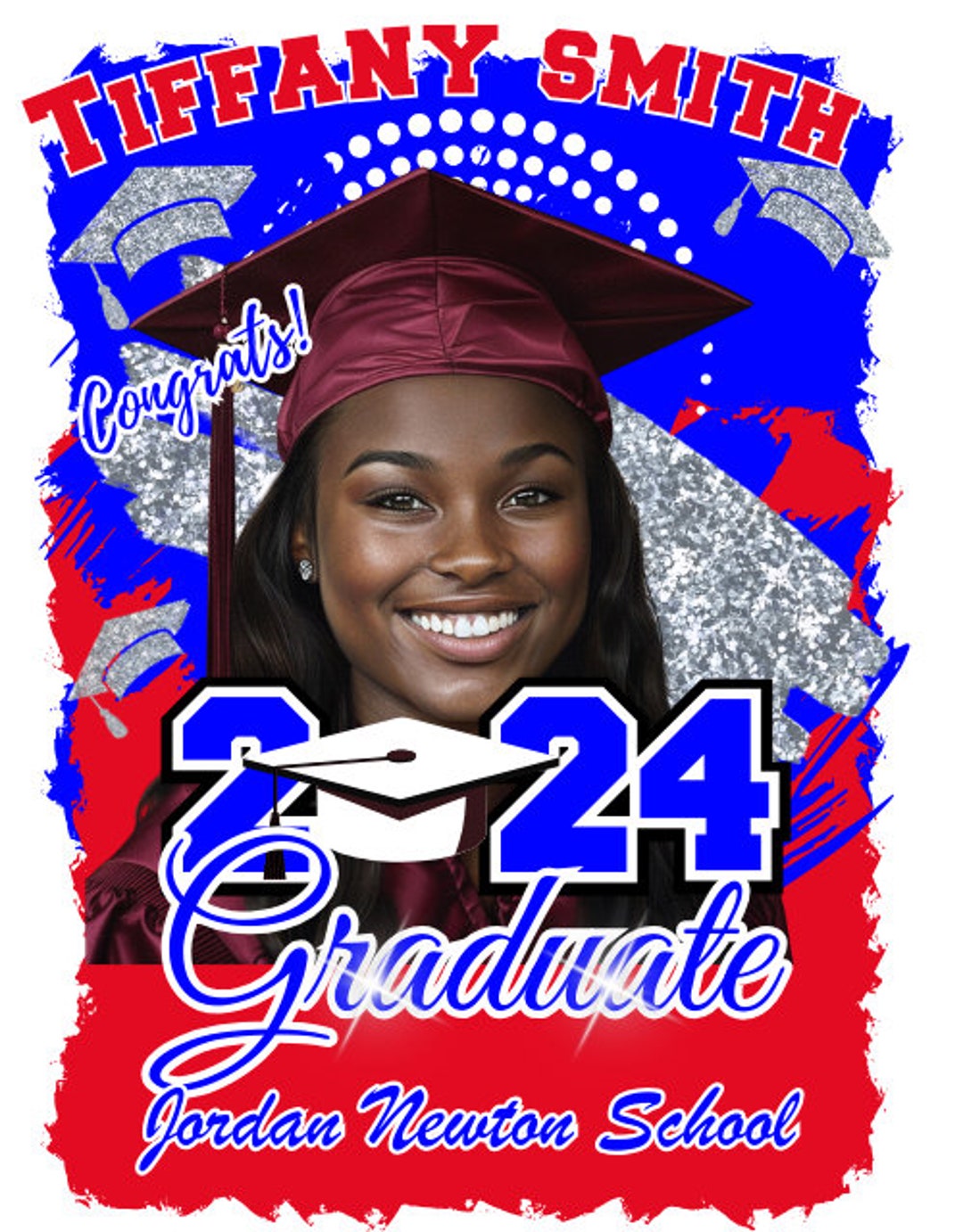 Canva Editable Red and Blue Senior 2024 Tshirt Design Blue and Red ...