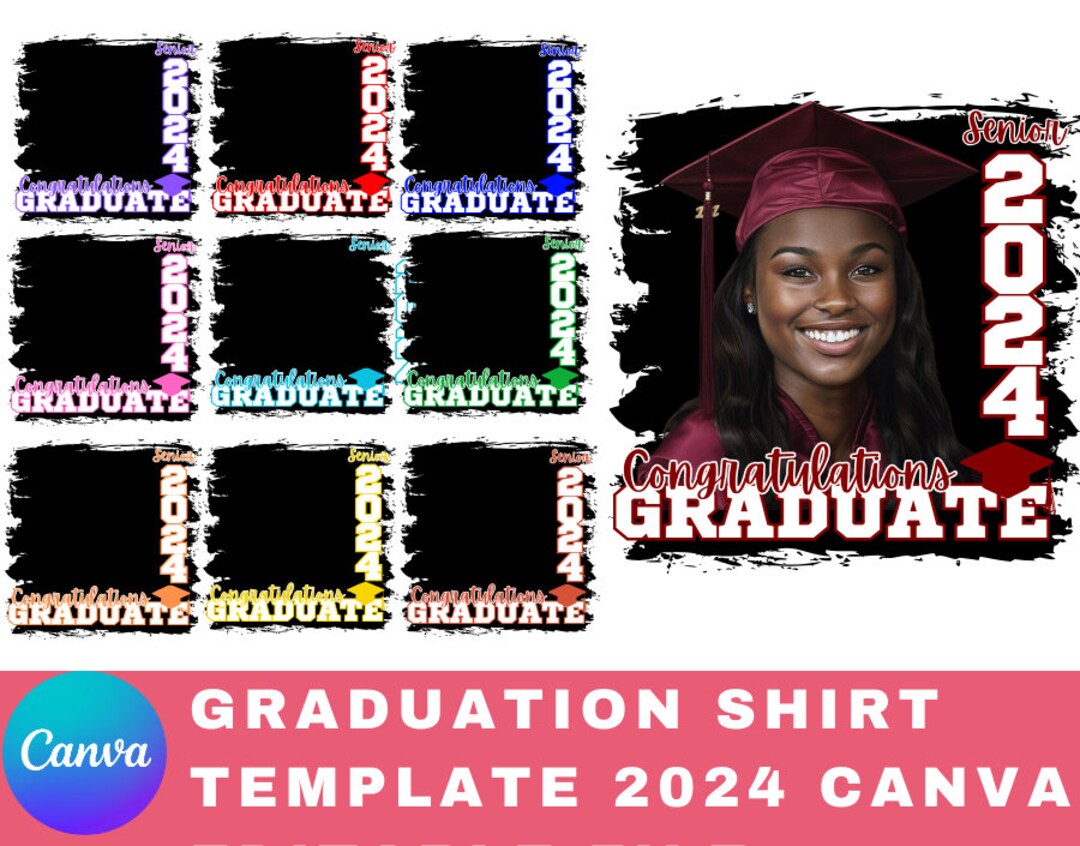 12 Graduation Tshirt Bundle Editable in Canva, 2024 Graduation T Shirt ...