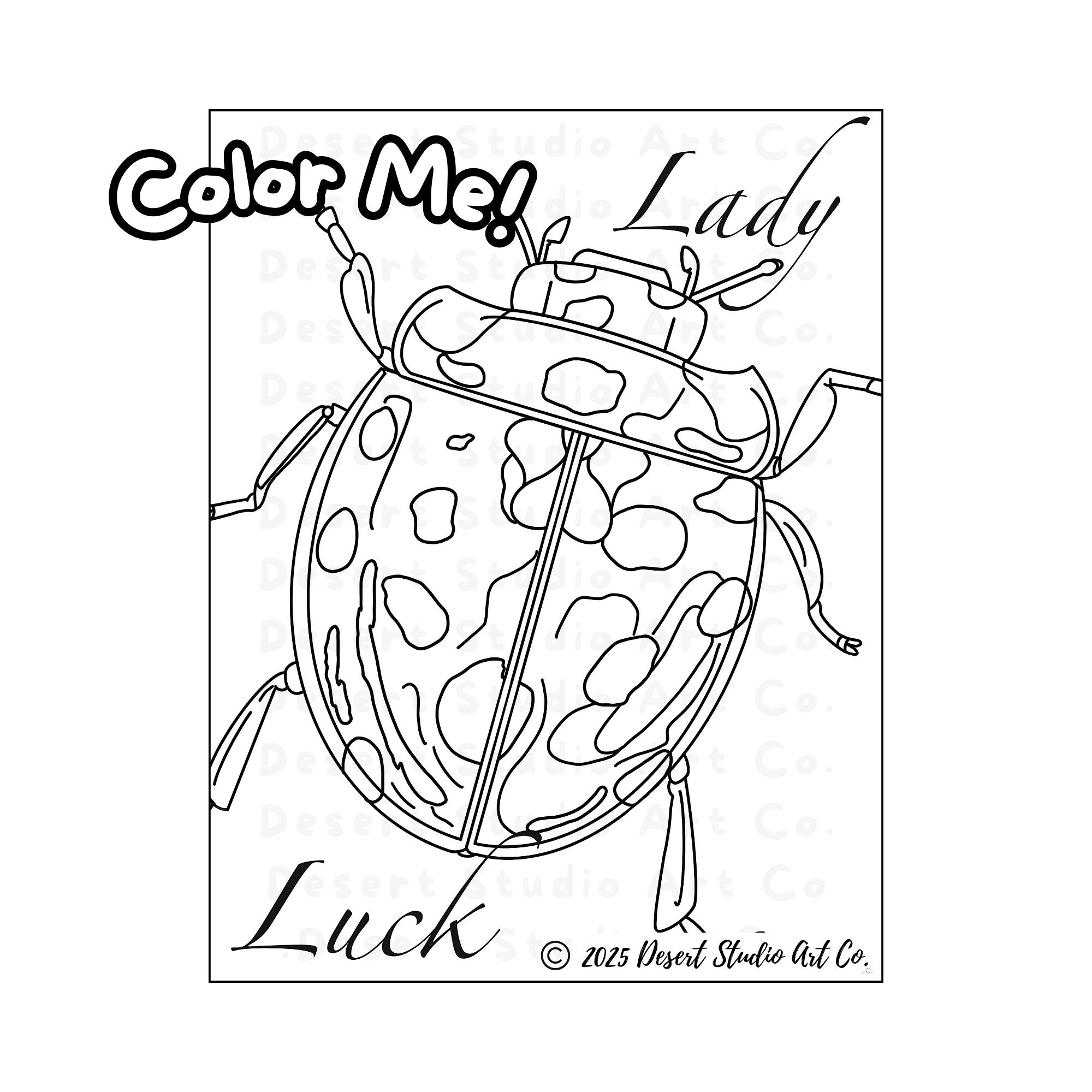 Animal Coloring Pages: Ladybug, Parrots, Cow & Horse (PDF Download to ...