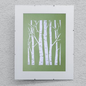 Linocut Print Large Wall Art of Birch Forest - Etsy