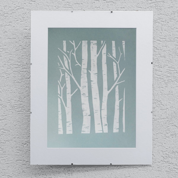 Birch Tree Linocut - Etsy UK