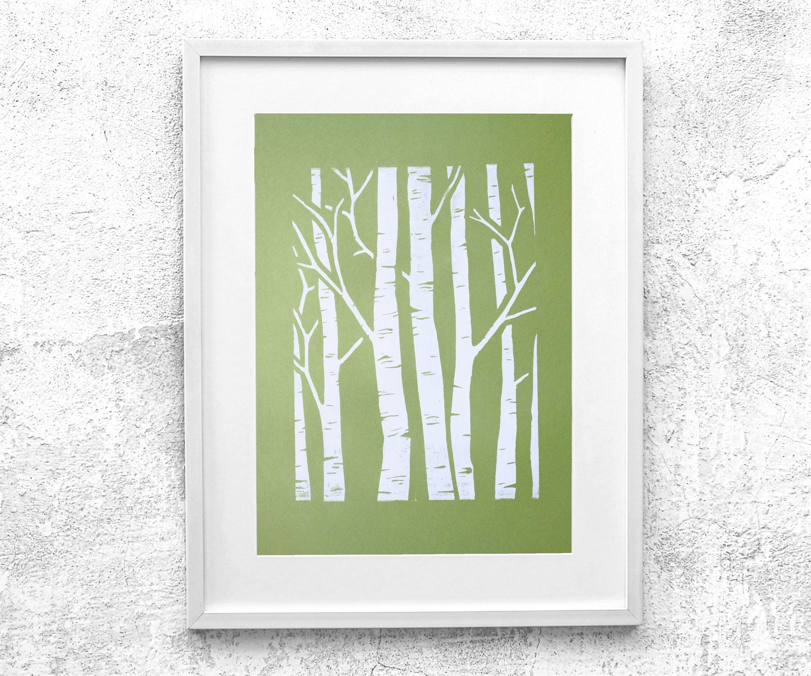 Linocut Print Large Wall Art of Birch Forest - Etsy