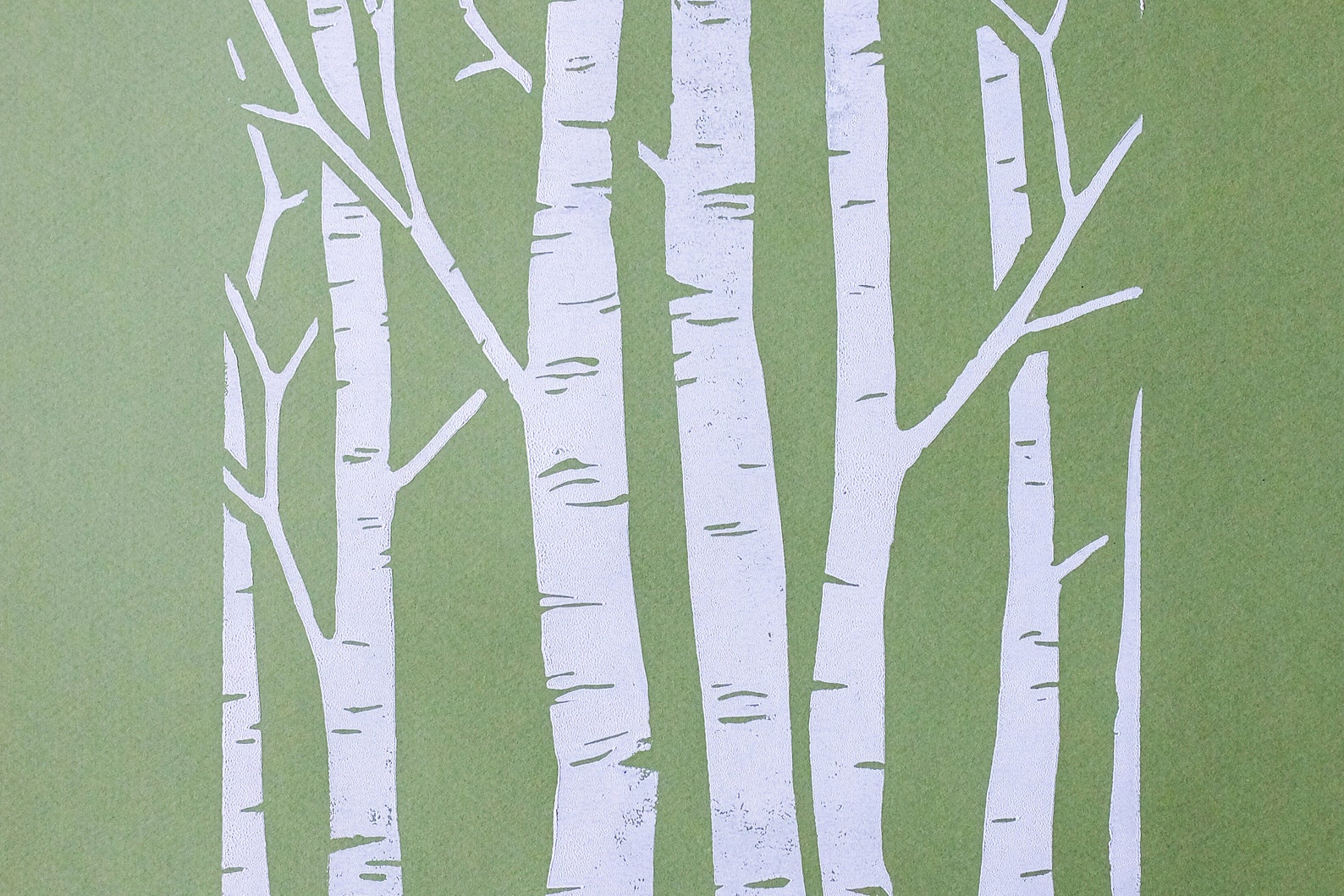 Linocut Print Large Wall Art of Birch Forest - Etsy