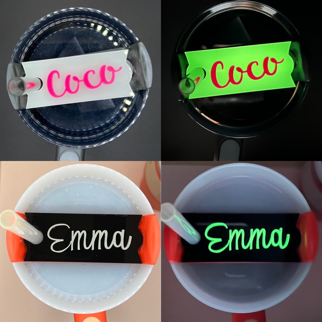 Neon Tumbler Name Plate Glow in the Dark 30 Oz 40 Quencher H2.O Flow ...