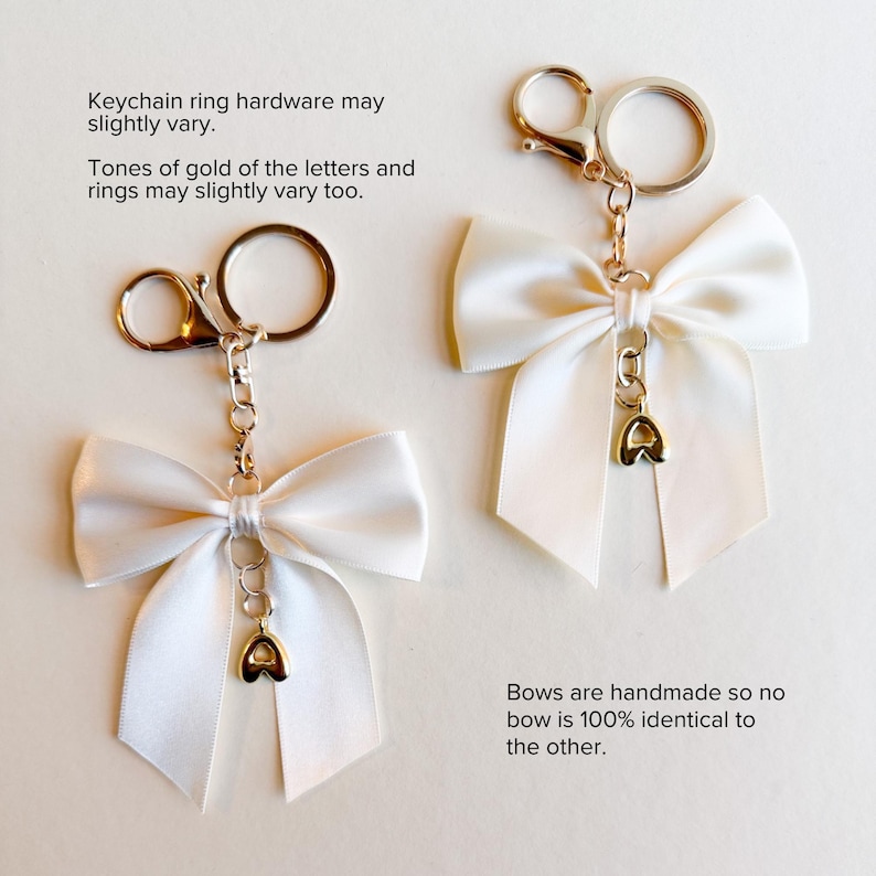 Personalized Bow Keychain Initial Charm Gold Monogram Tag for Backpack ...