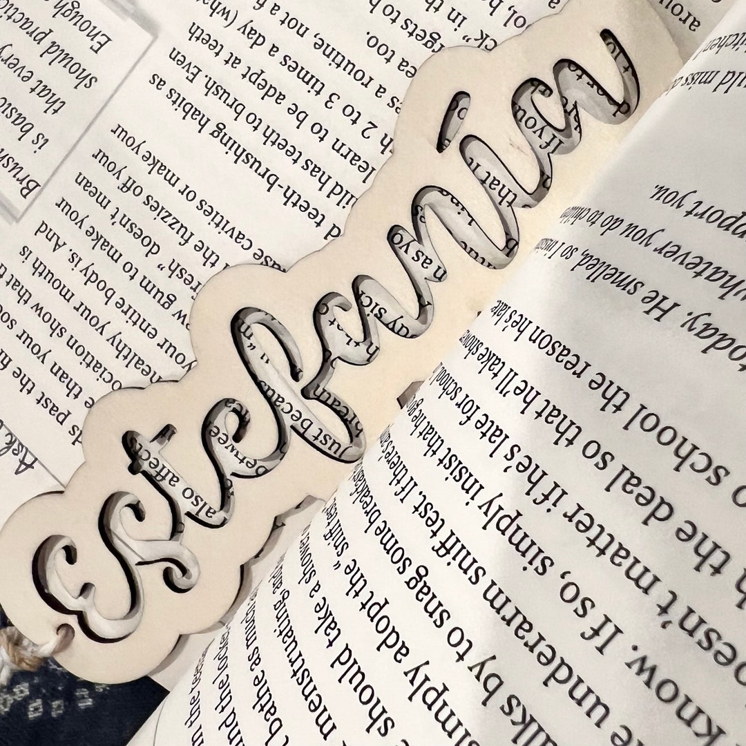 Personalized Wood Book Separator With Laser Cut Name Bookmark Custom ...
