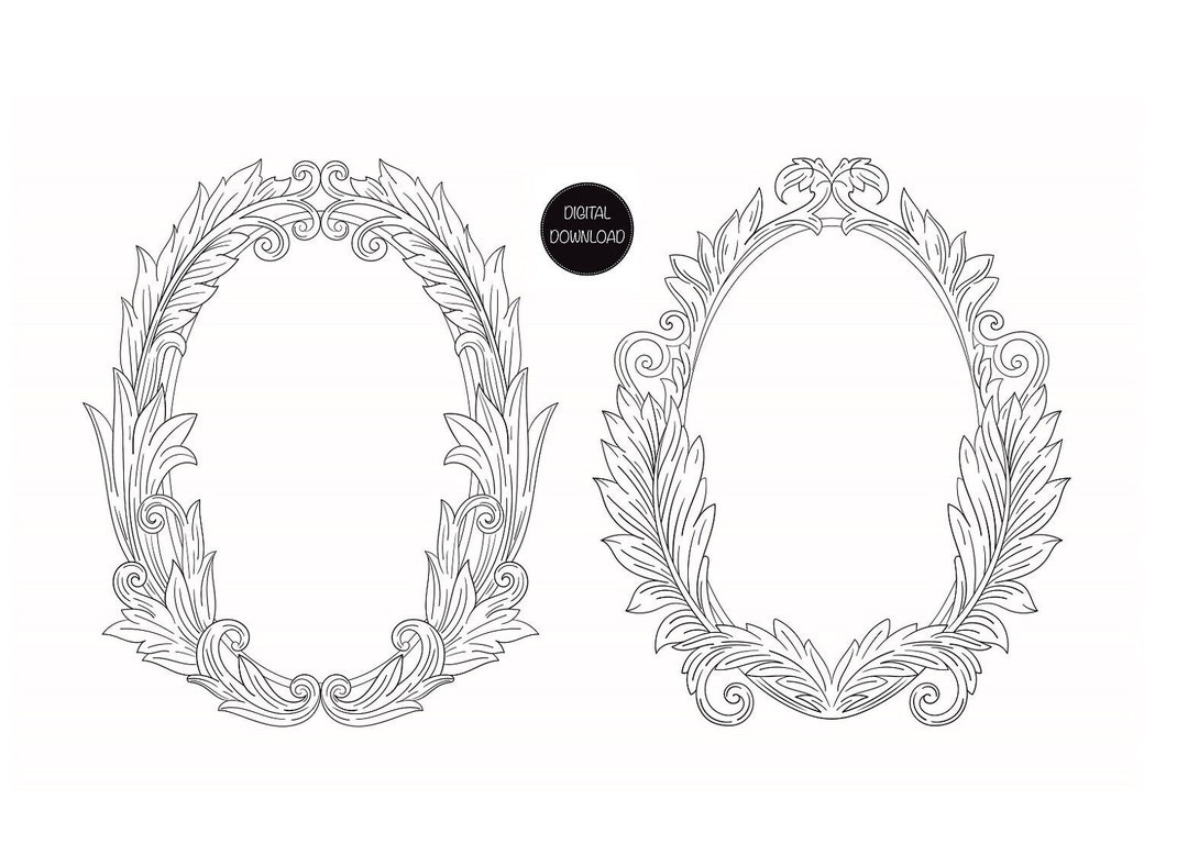 Floral Frame, Baroque Frame, Rococo Frame, Acanthus Leaf, Ephemera ...