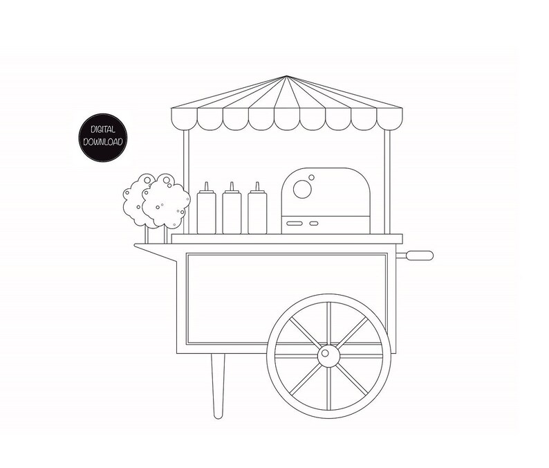 Candy Cart, Cart Clipart, Sweet Cart, Candyfloss, Popcorn Cart, Popcorn ...