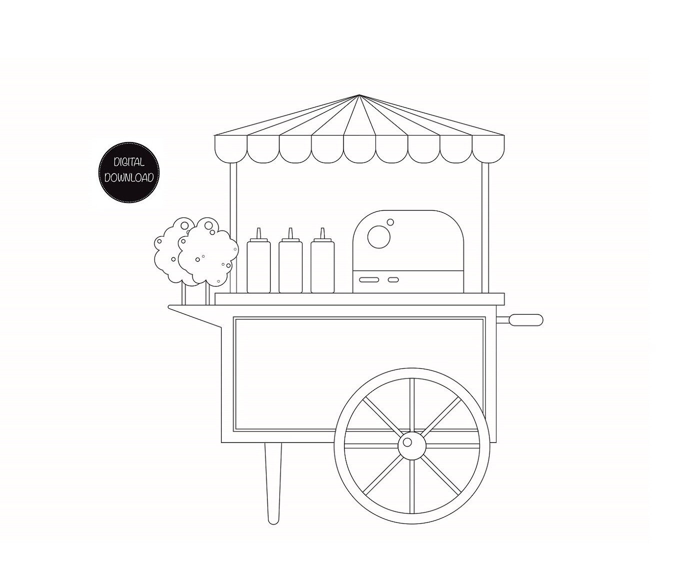 Candy Cart, Cart Clipart, Sweet Cart, Candyfloss, Popcorn Cart, Popcorn ...