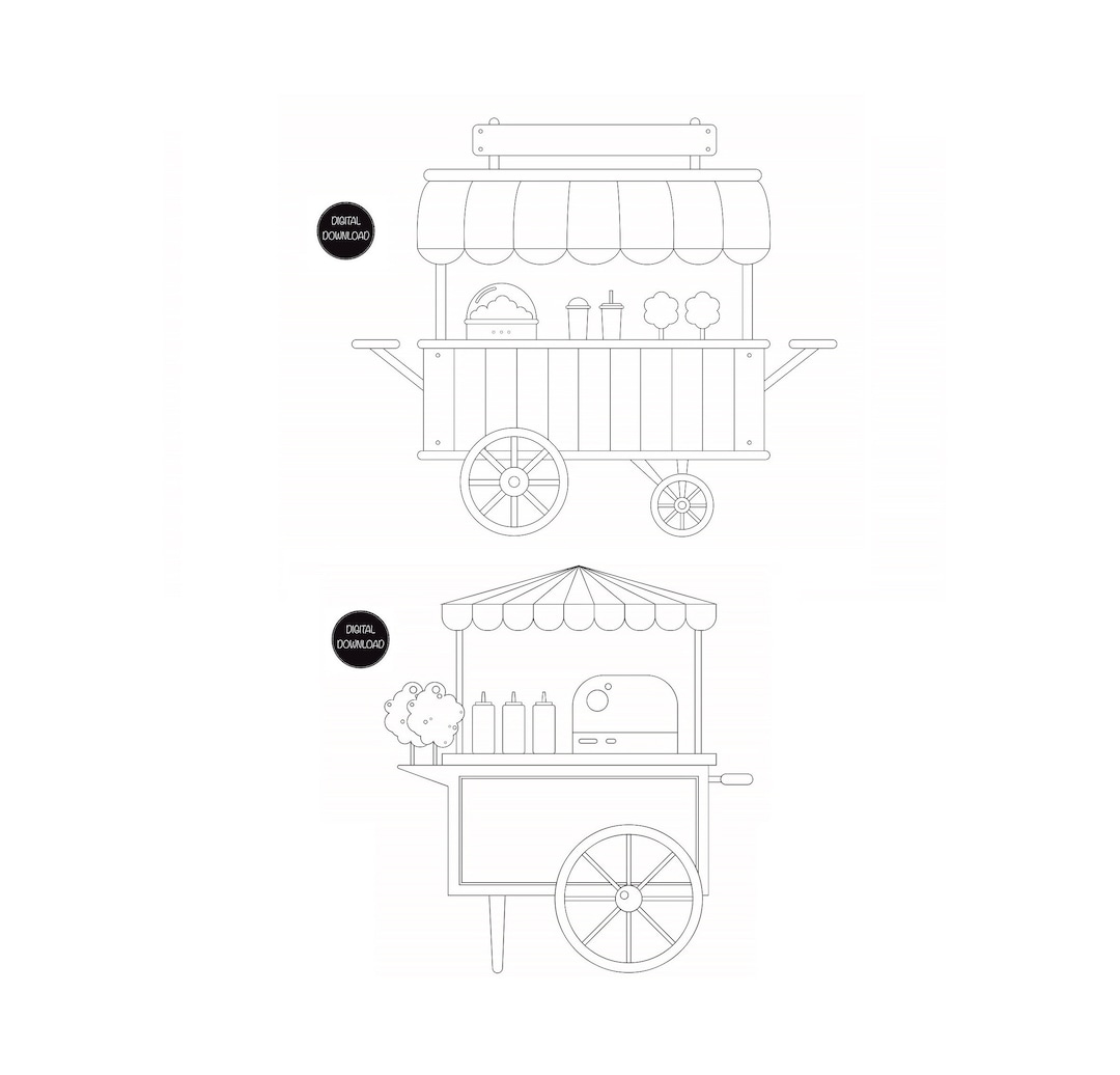 Candy Cart, Cart Clipart, Sweet Cart, Vector Clipart, Market Stall ...