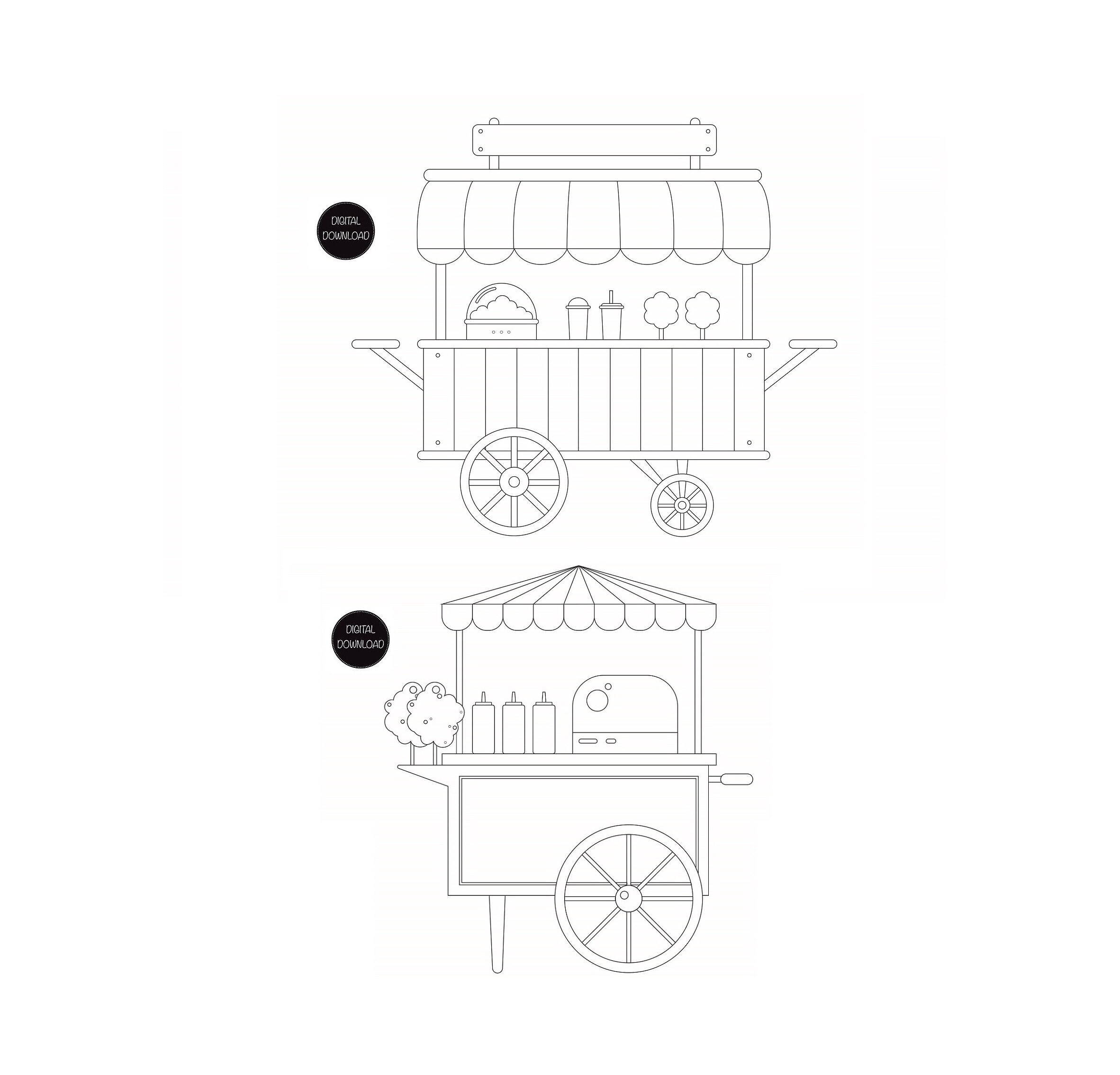 Candy Cart, Cart Clipart, Sweet Cart, Vector Clipart, Market Stall ...