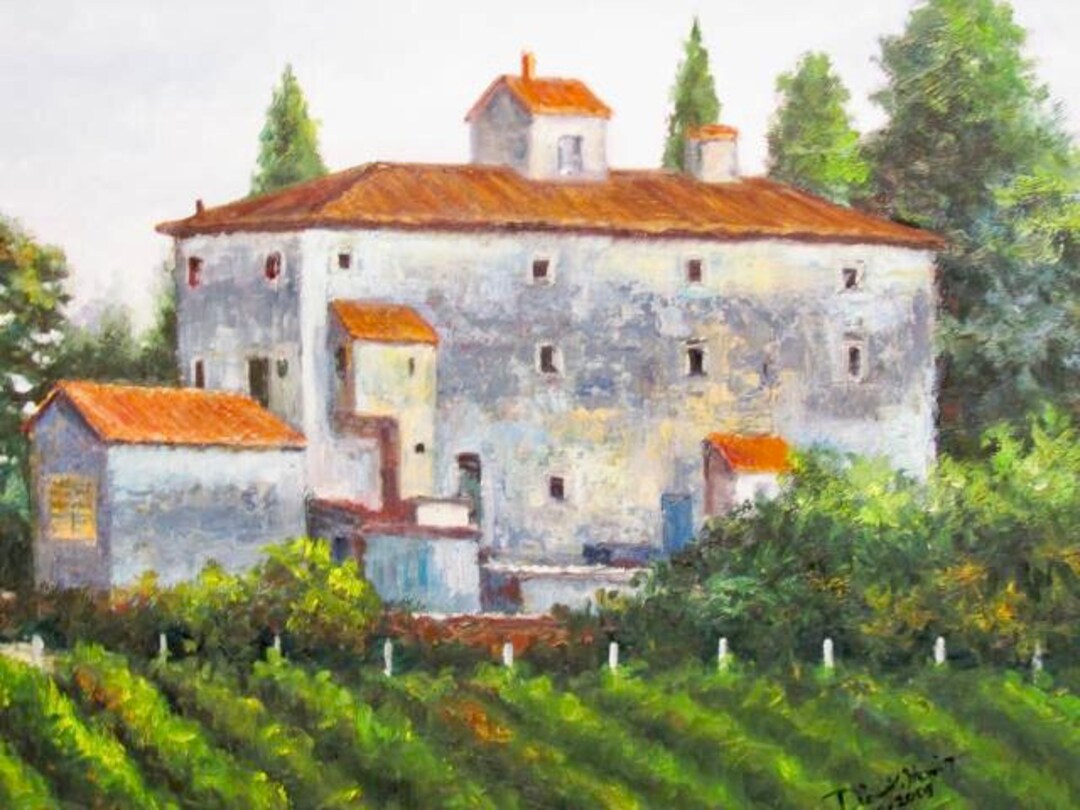 Impressionistic Realism Oil Painting ‘tuscan Farmhouse’ -contemporary ...