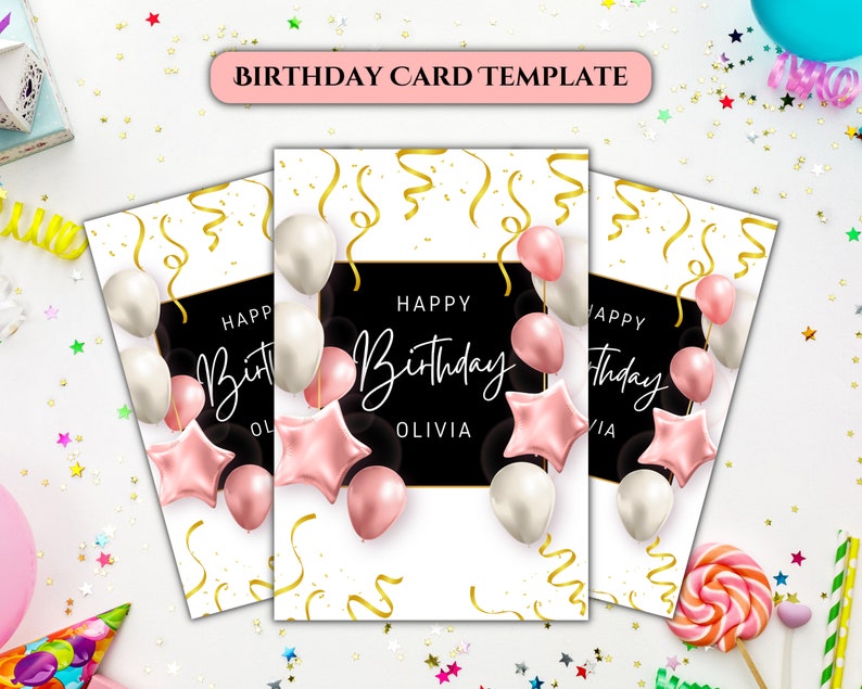 Editable Birthday Cards, DIY Printable Designs, Ideal for Birthday ...